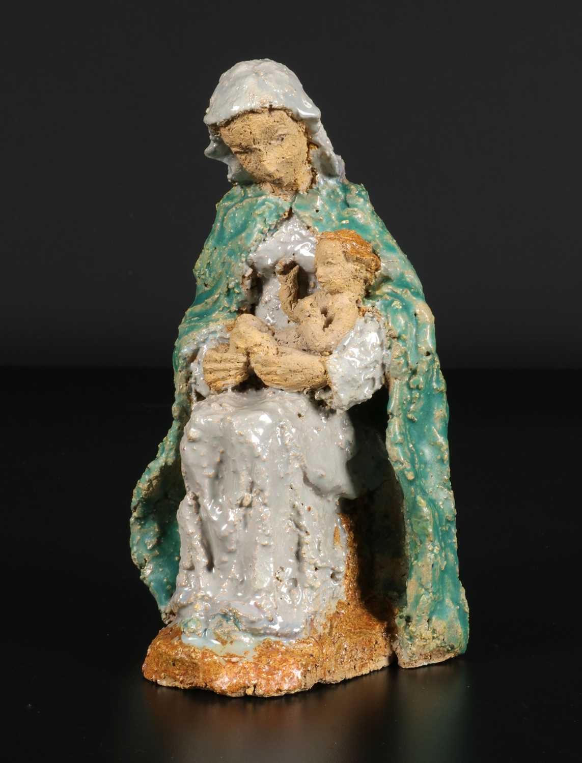 Lot 798 - Glazed Chamotte Figure of Madonna and Child,