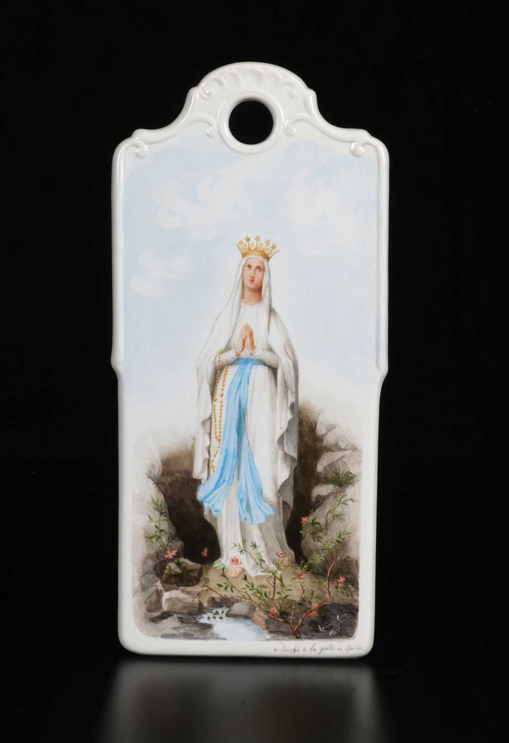 Lot 19 - Hand-Painted Ceramic Tile of the Virgin Mary