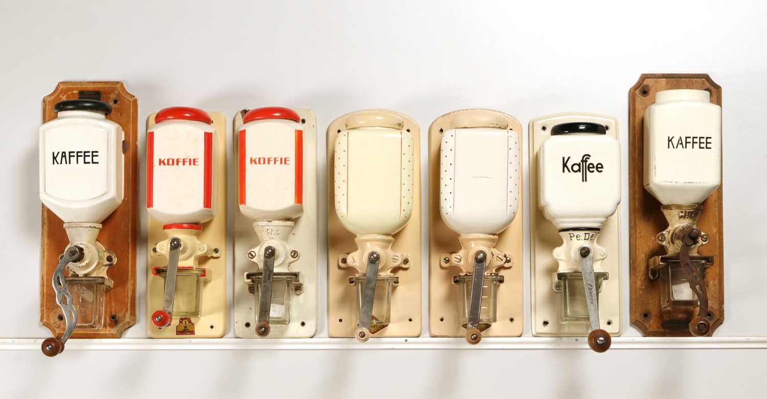 Lot 42 - Seven Wall Mounted Coffee Grinders