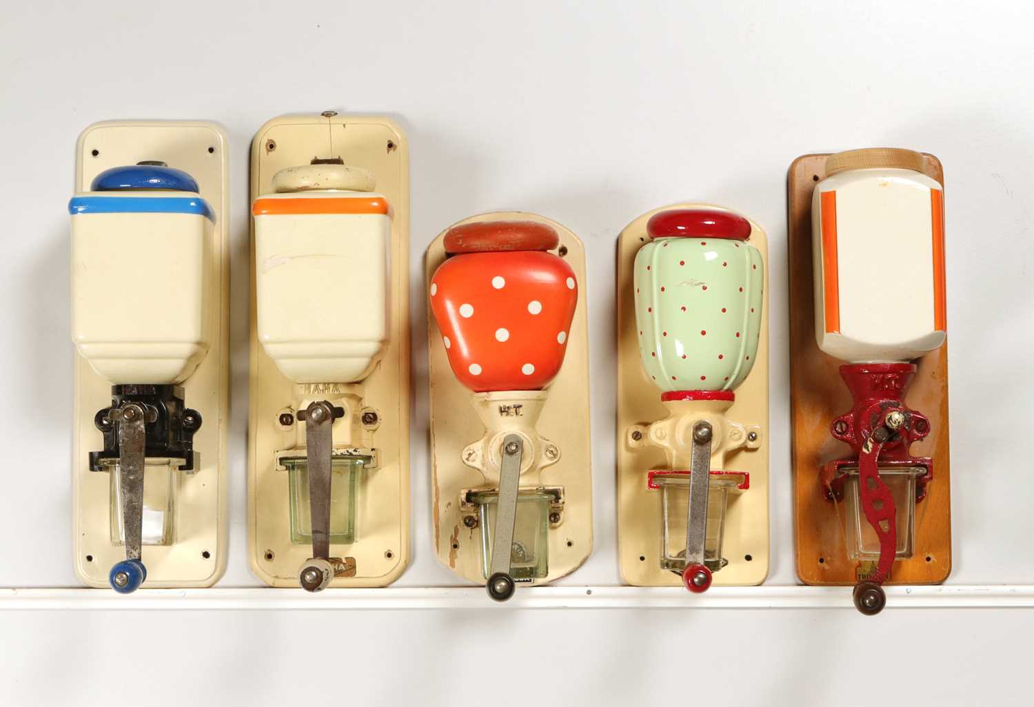 Lot 84 - Nine Wall Mounted Coffee Grinders
